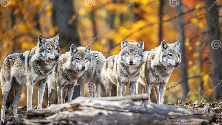 A Group Canadian Timber Wolves . Generative Ai Stock Illustration ...