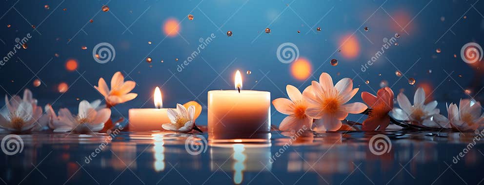 Group of candles on table stock photo. Image of centerpiece - 312265636