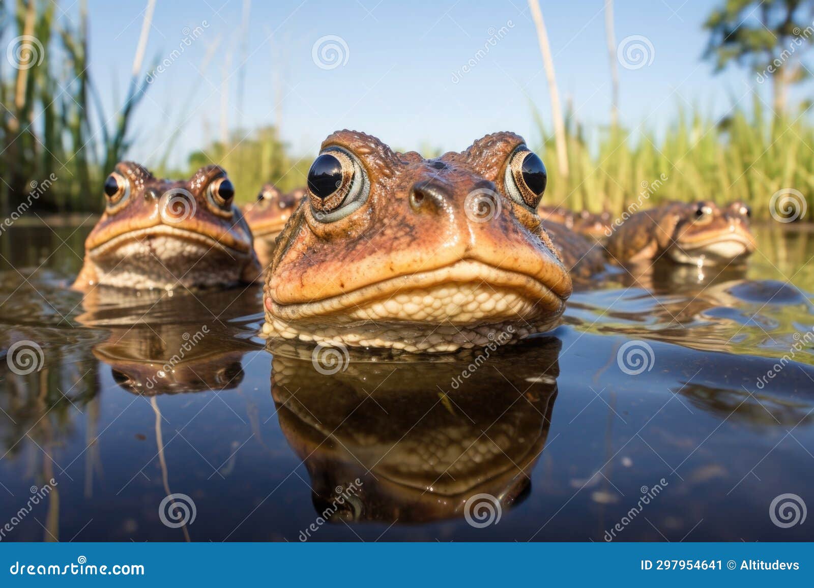 A Group of Cane Toads in a Wetland Stock Image - Image of habitat ...