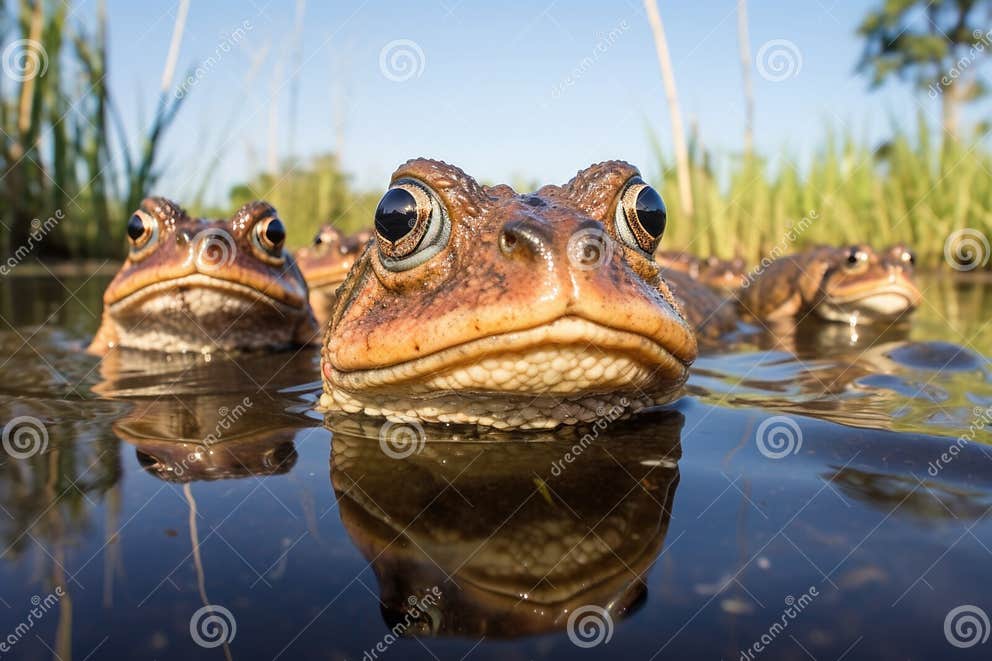 A Group of Cane Toads in a Wetland Stock Image - Image of habitat ...