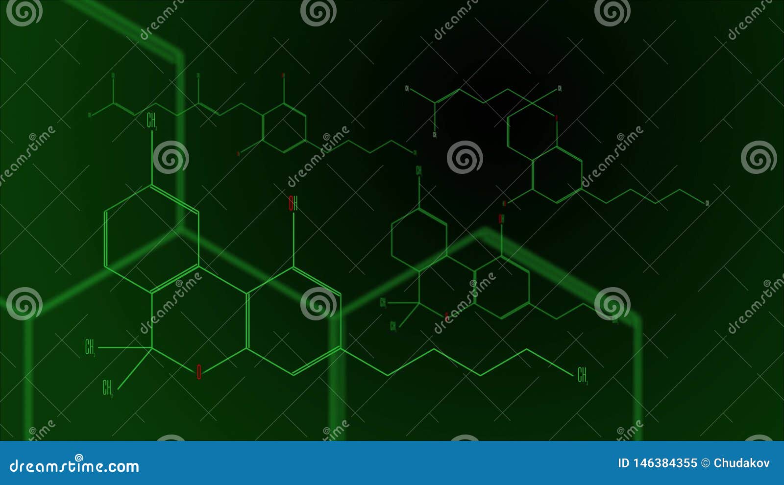 A Group of Cannabinoid Molecules. Black and Green Stock Illustration ...