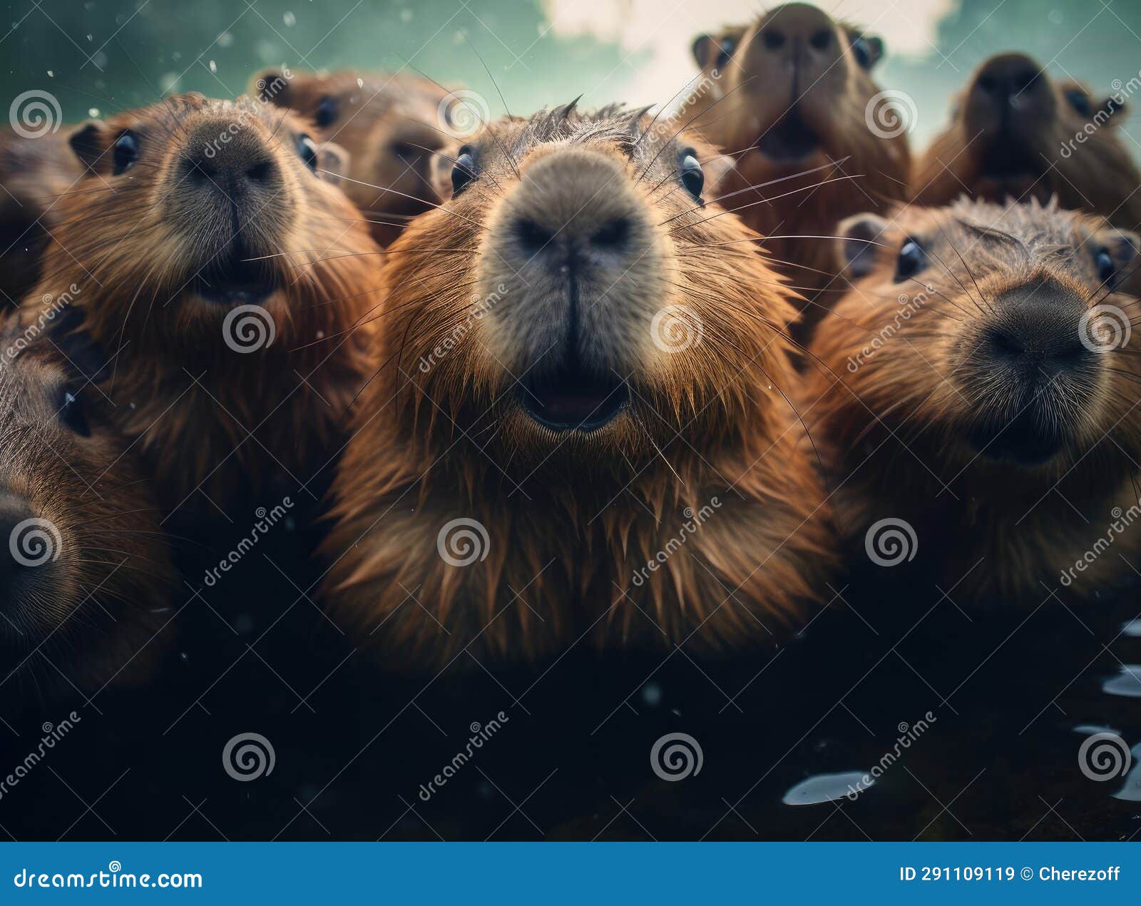 A group of capybaras stock illustration. Illustration of smile - 291109119