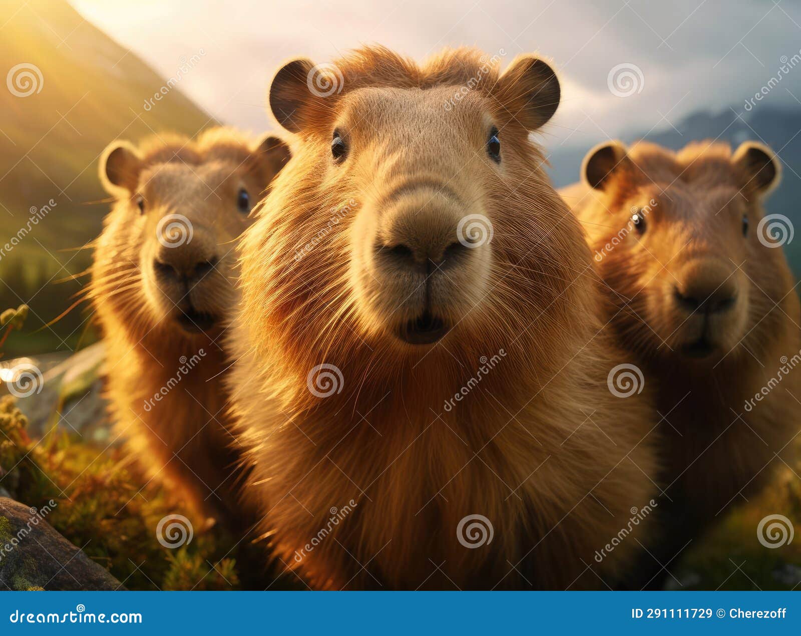 A group of capybaras stock illustration. Illustration of funny - 291111729