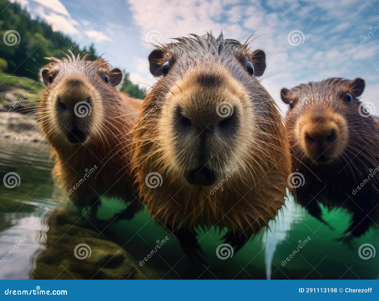 A group of capybaras stock illustration. Illustration of portrait ...