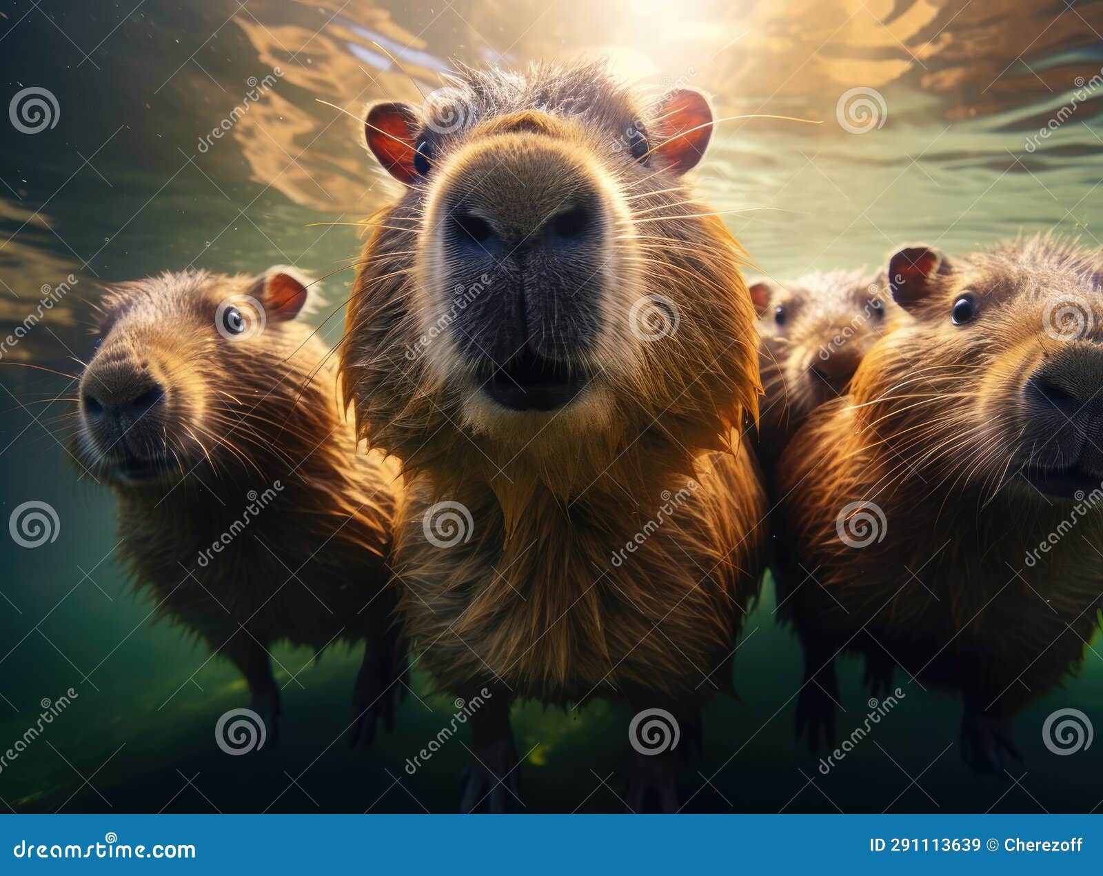 A group of capybaras stock illustration. Illustration of grass - 291113639