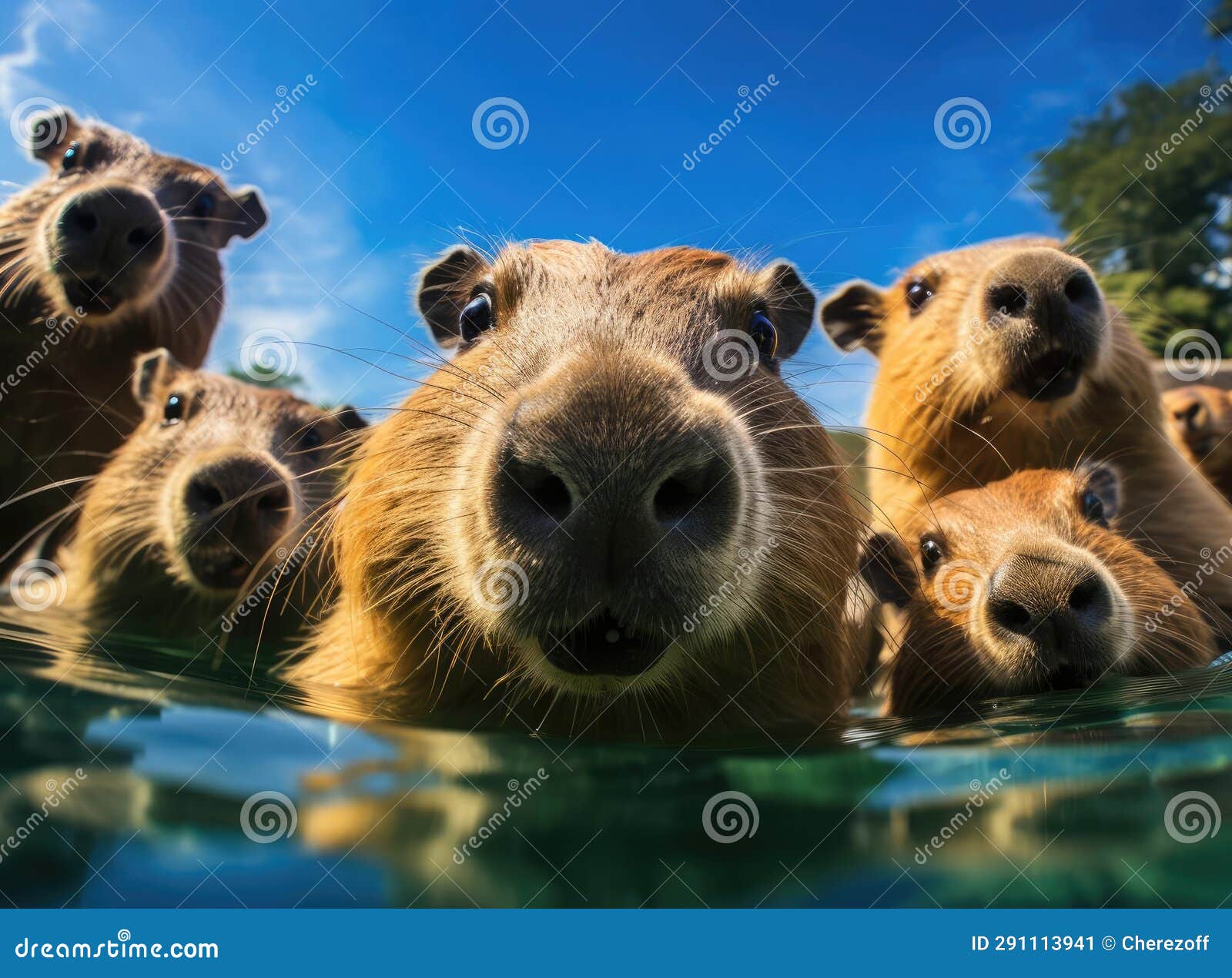 A group of capybaras stock illustration. Illustration of green - 291113941