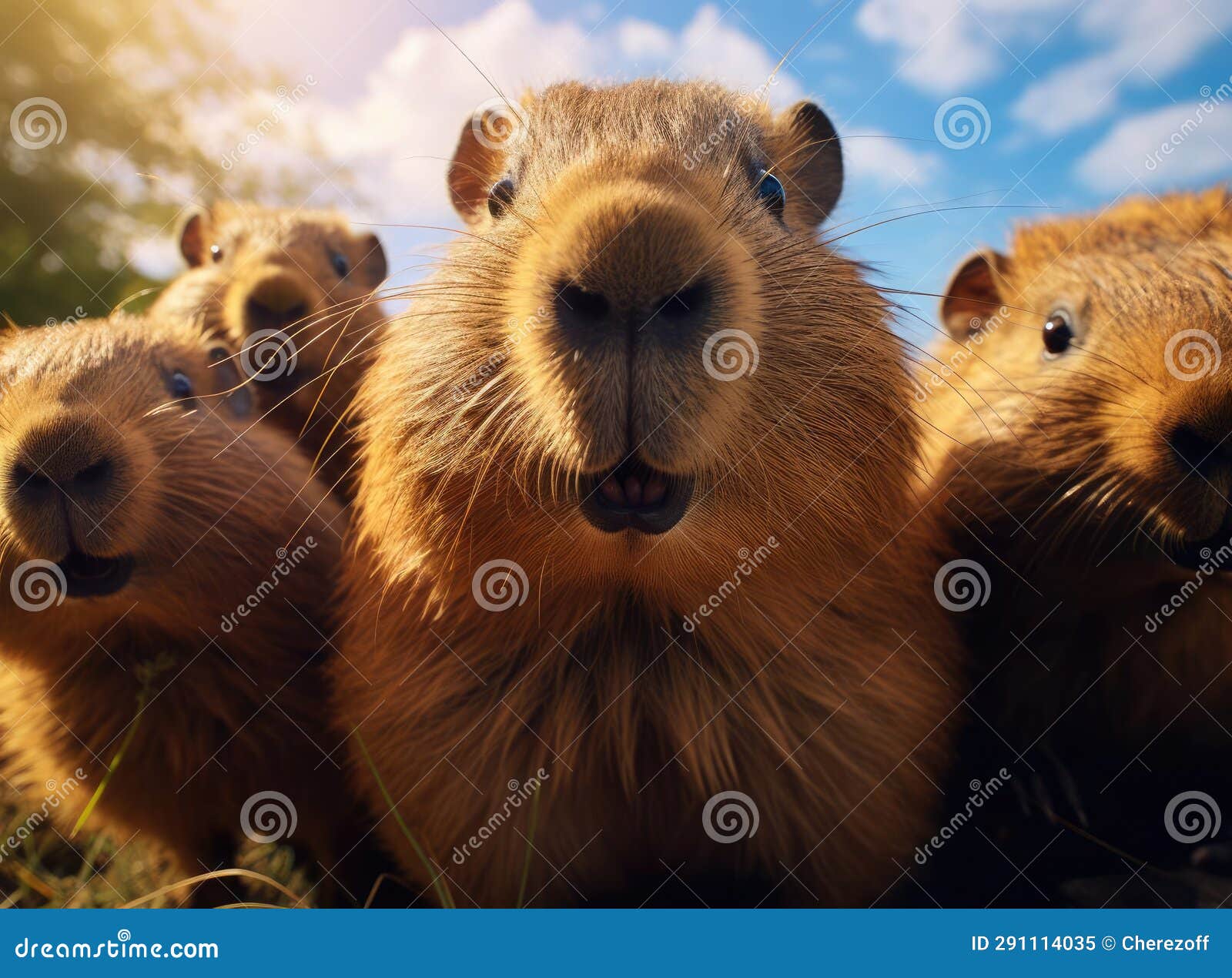 A group of capybaras stock illustration. Illustration of family - 291114035