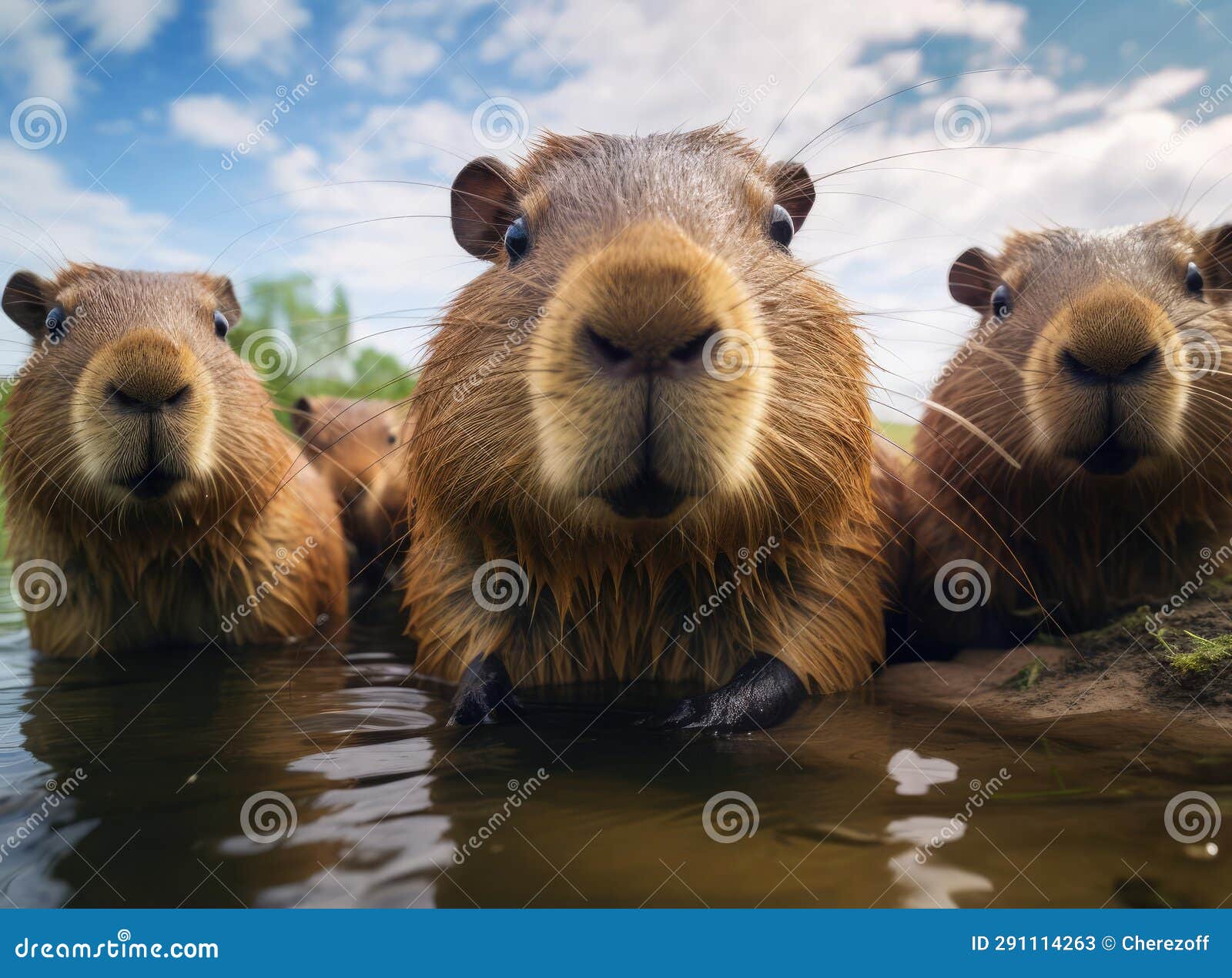 A group of capybaras stock illustration. Illustration of summer - 291114263