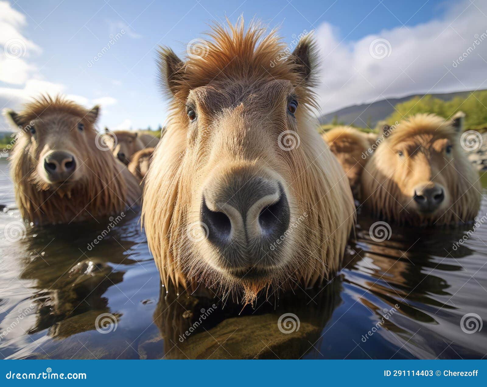 A group of capybaras stock illustration. Illustration of capybara ...