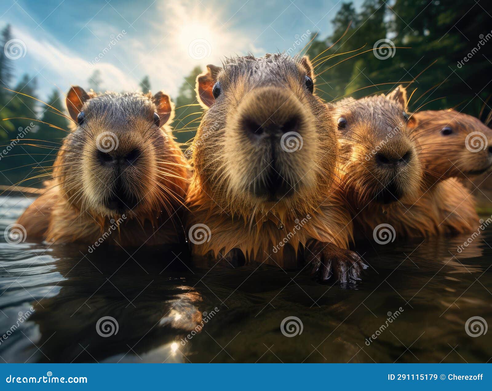 A group of capybaras stock illustration. Illustration of summer - 291115179