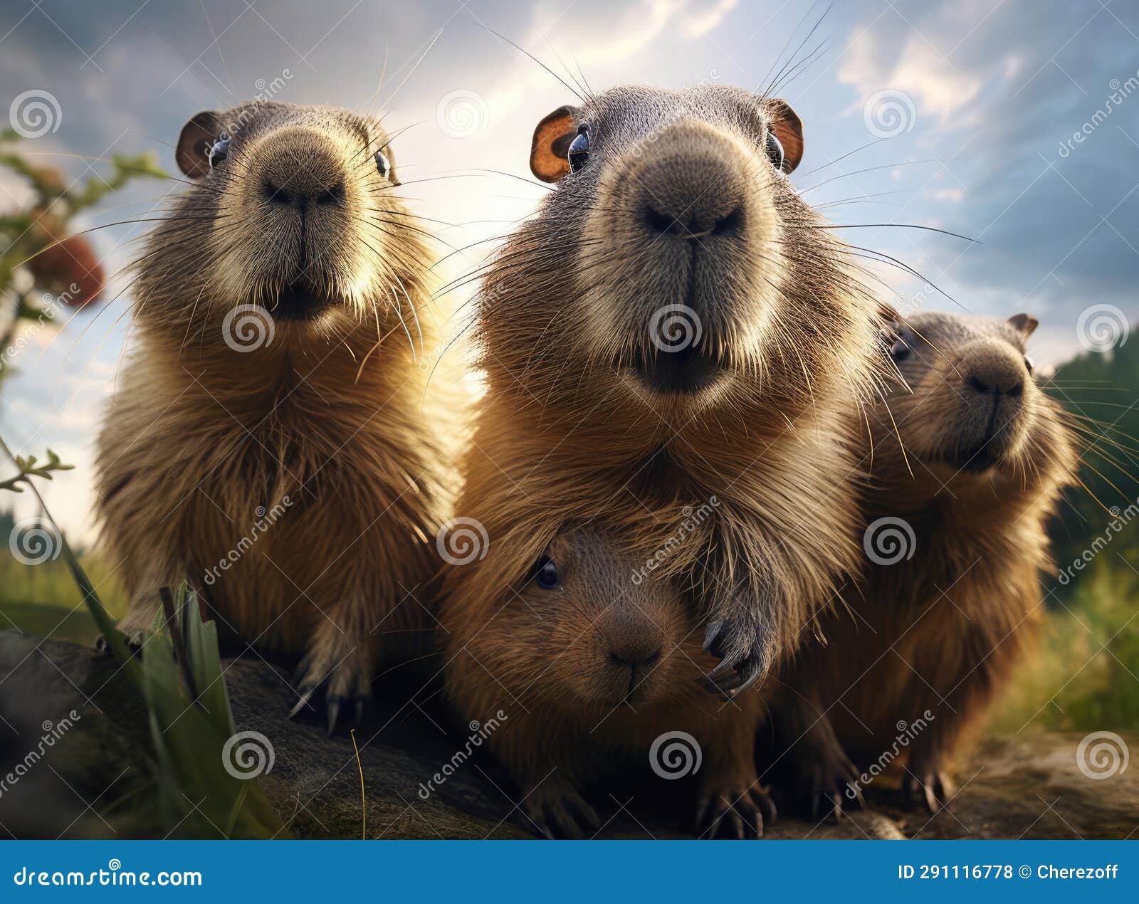 A group of capybaras stock illustration. Illustration of funny - 291116778