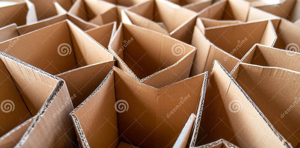 Group of Cardboard Boxes Displayed in Various Angles and Styles on a ...