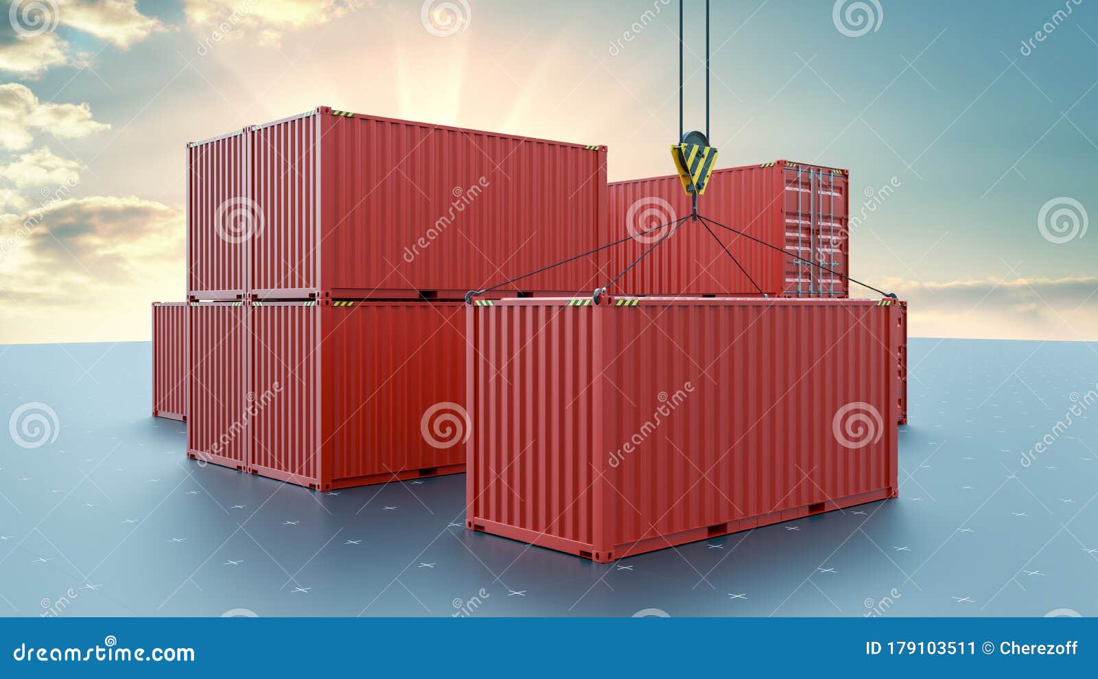 Group of Cargo Containers on a Virtual Surface Stock Illustration ...
