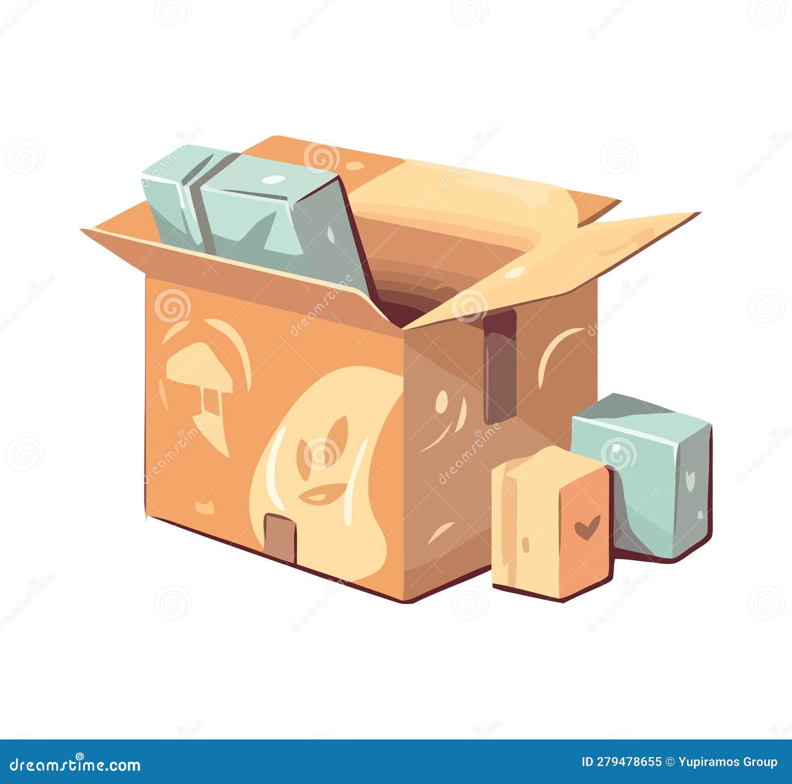 Group of Carton Boxes Packing Icons Stock Vector - Illustration of ...
