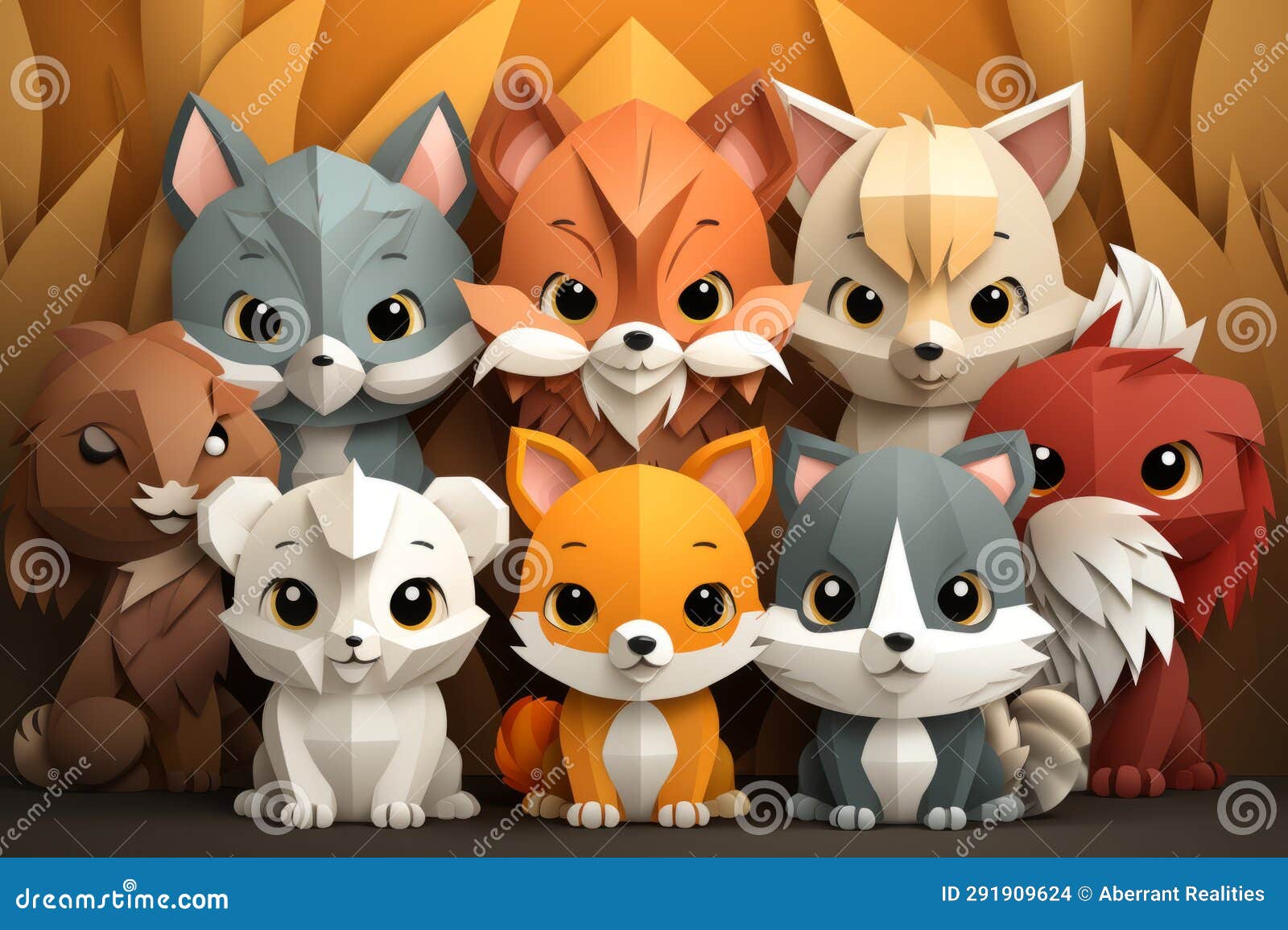A Group of Cartoon Animals in Front of a Fire Stock Illustration ...