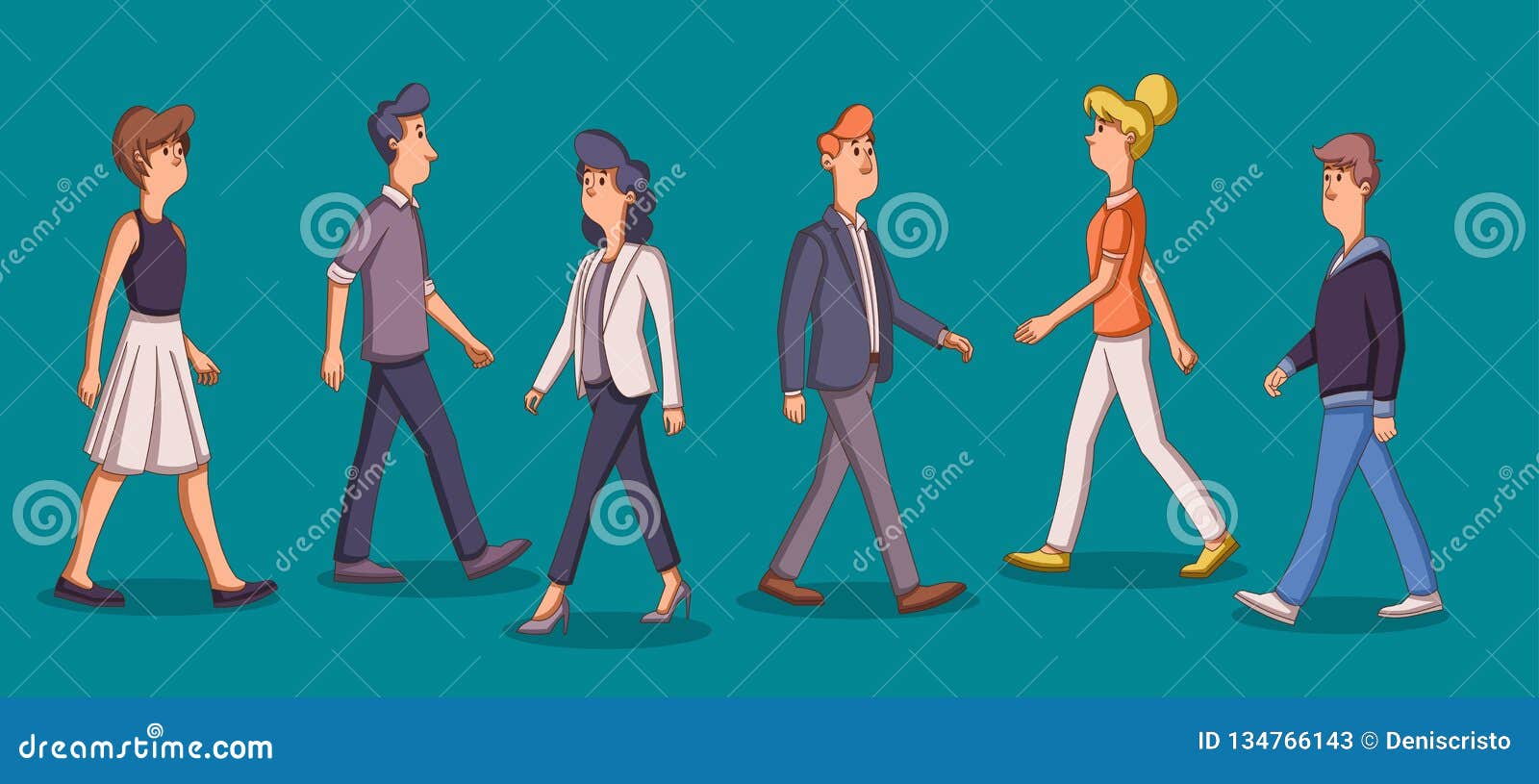 Group of Cartoon Business People Walking Stock Vector - Illustration of ...