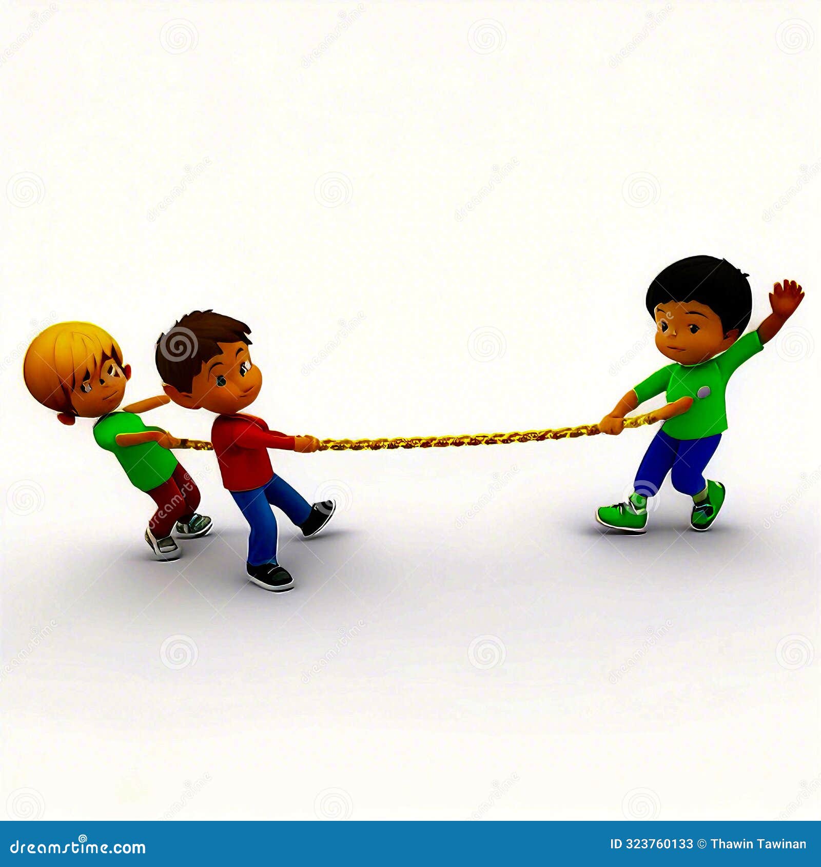 Group of Cartoon Children Playing Tug of War Having Fun Stock ...