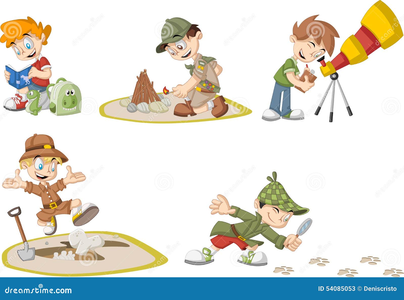 Cartoon Explorer Looking At A Map. | CartoonDealer.com #100795103