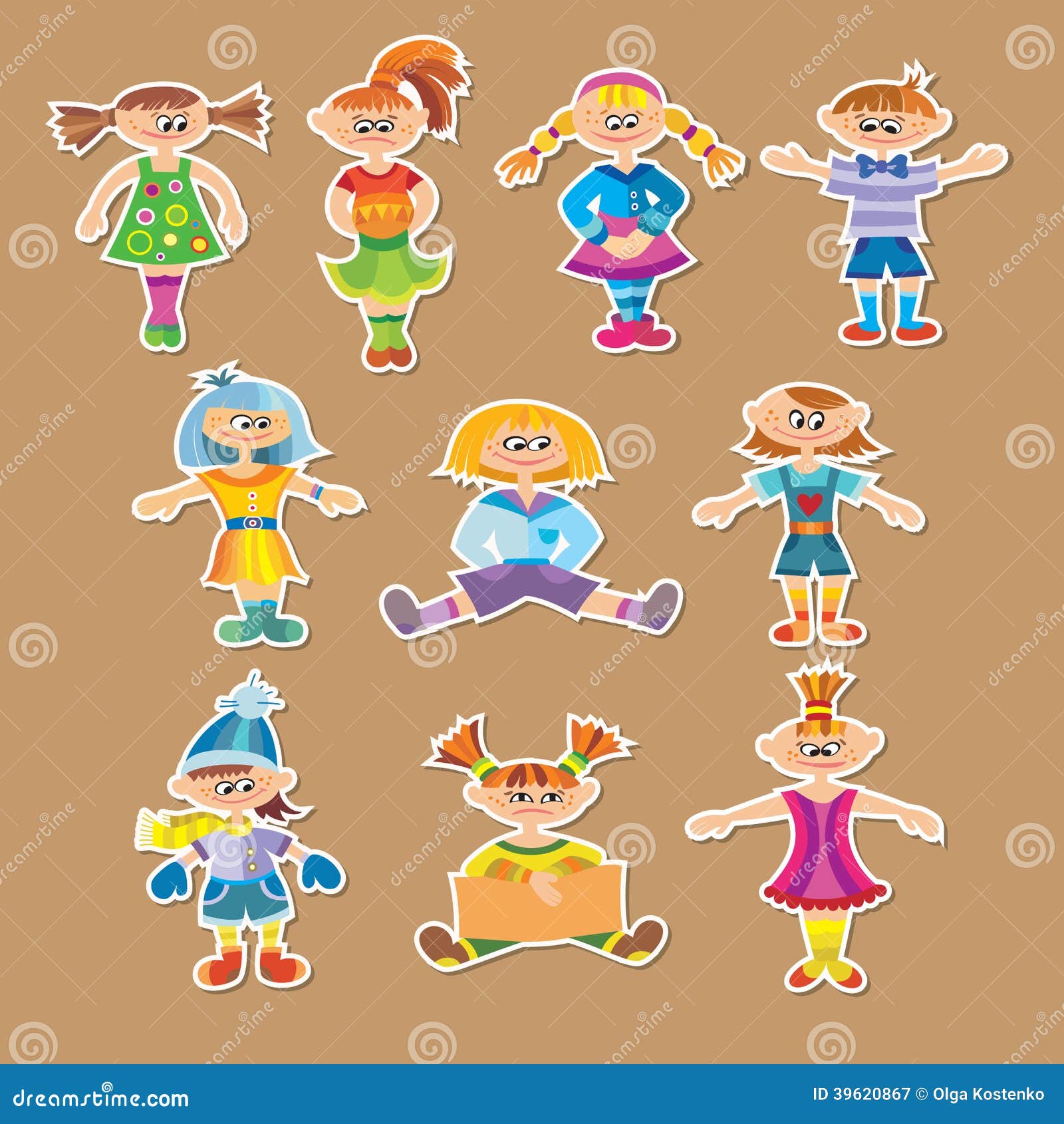 Group of cartoon kids stock vector. Illustration of activity - 39620867