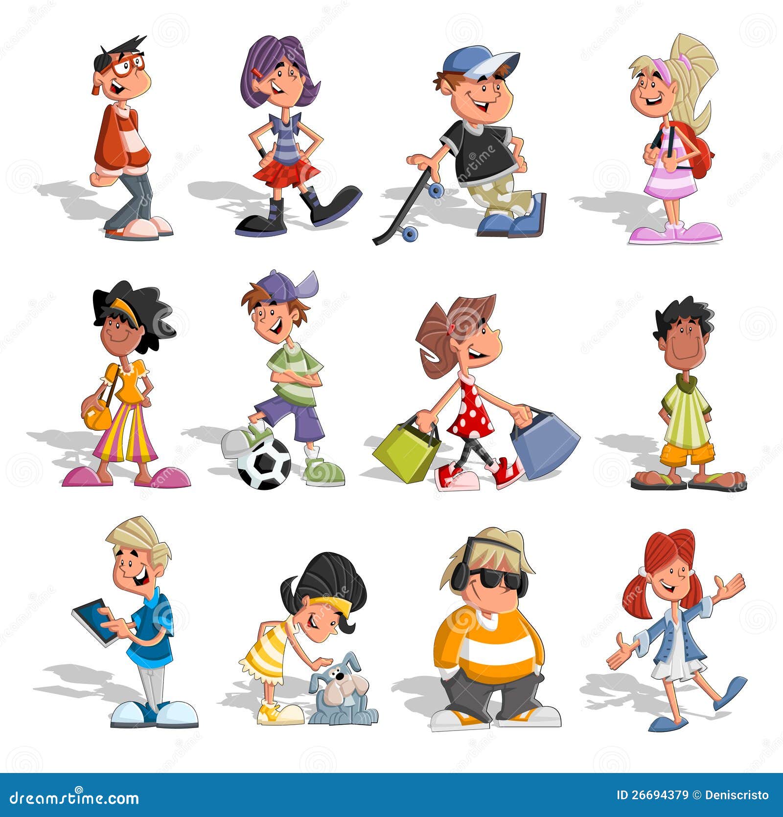 Group of cartoon people stock vector. Illustration of school - 26694379