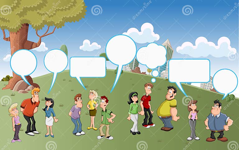 Group of Cartoon People Talking Stock Vector - Illustration of woman ...