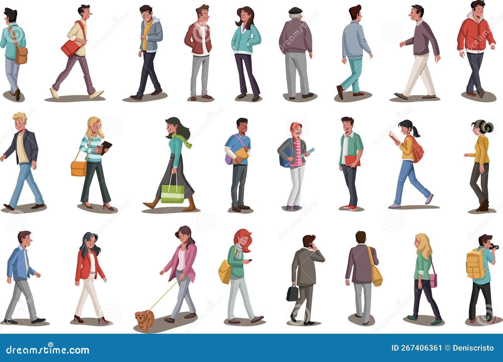 Group of Cartoon People Walking. Stock Vector - Illustration of suit ...