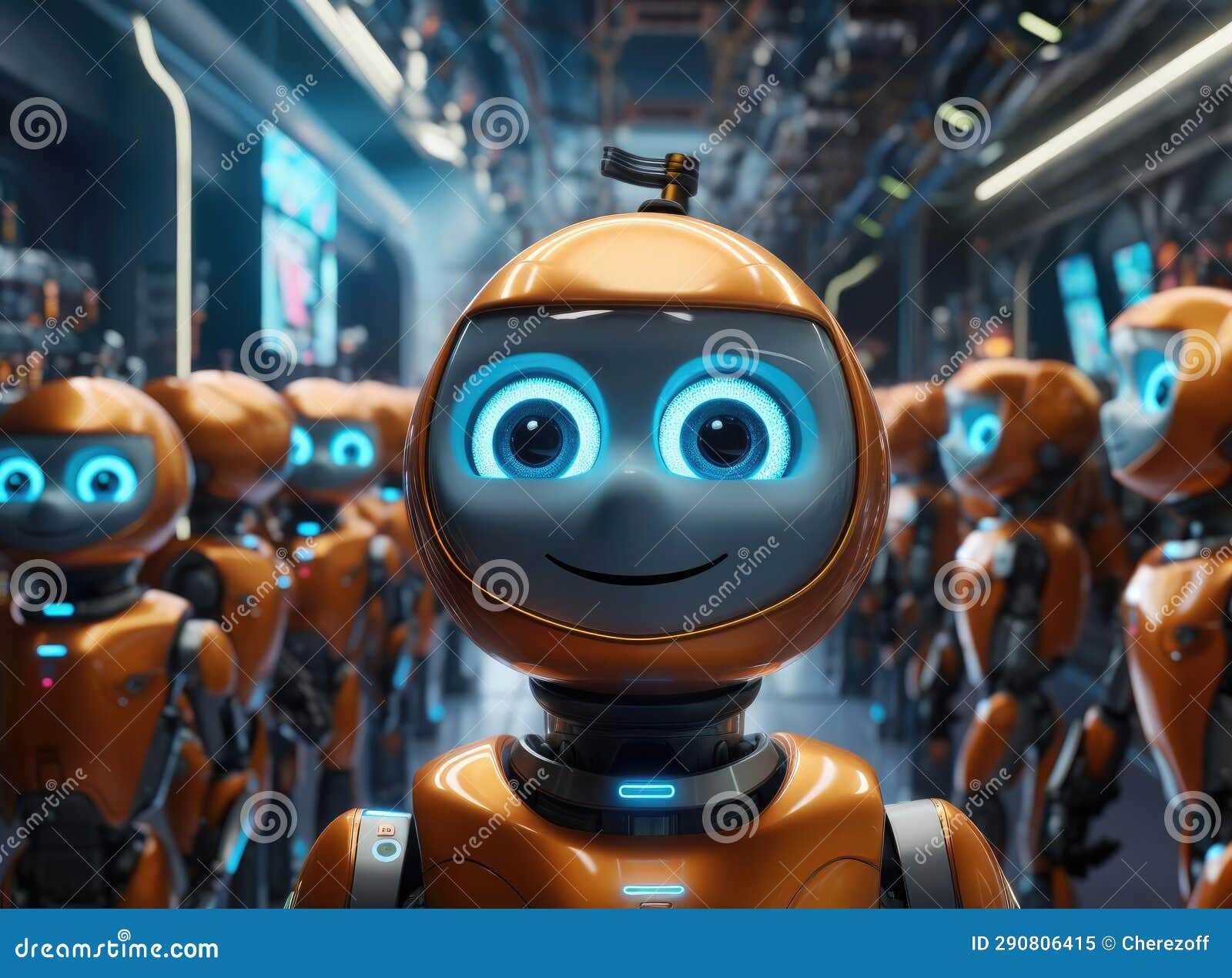 A group of cartoon robots stock illustration. Illustration of ...