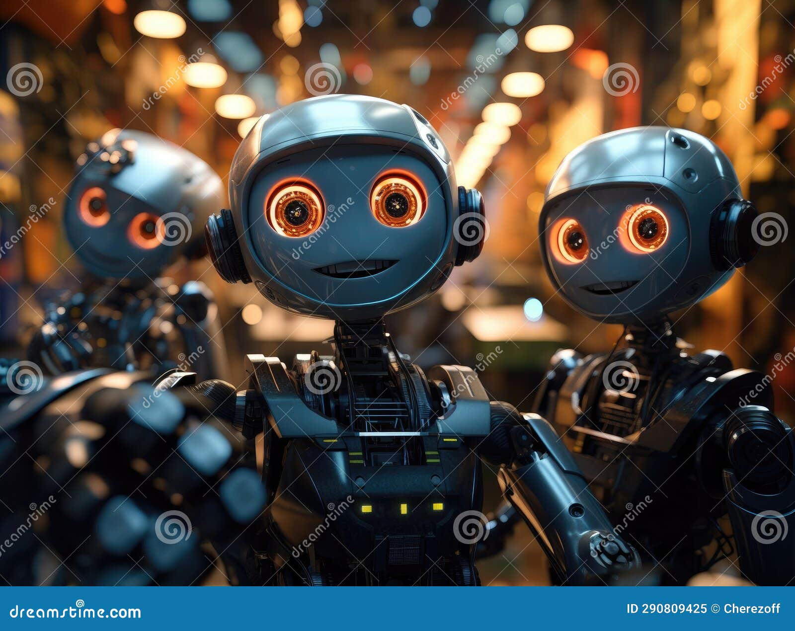 A group of cartoon robots stock illustration. Illustration of humanoid ...