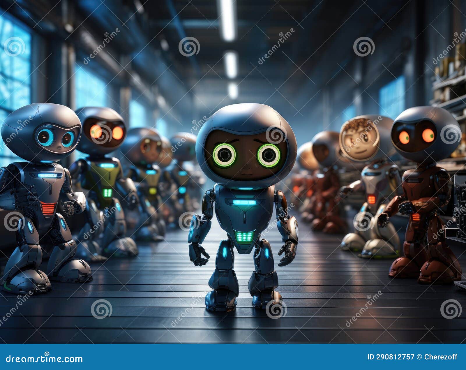 A group of cartoon robots stock illustration. Illustration of design ...