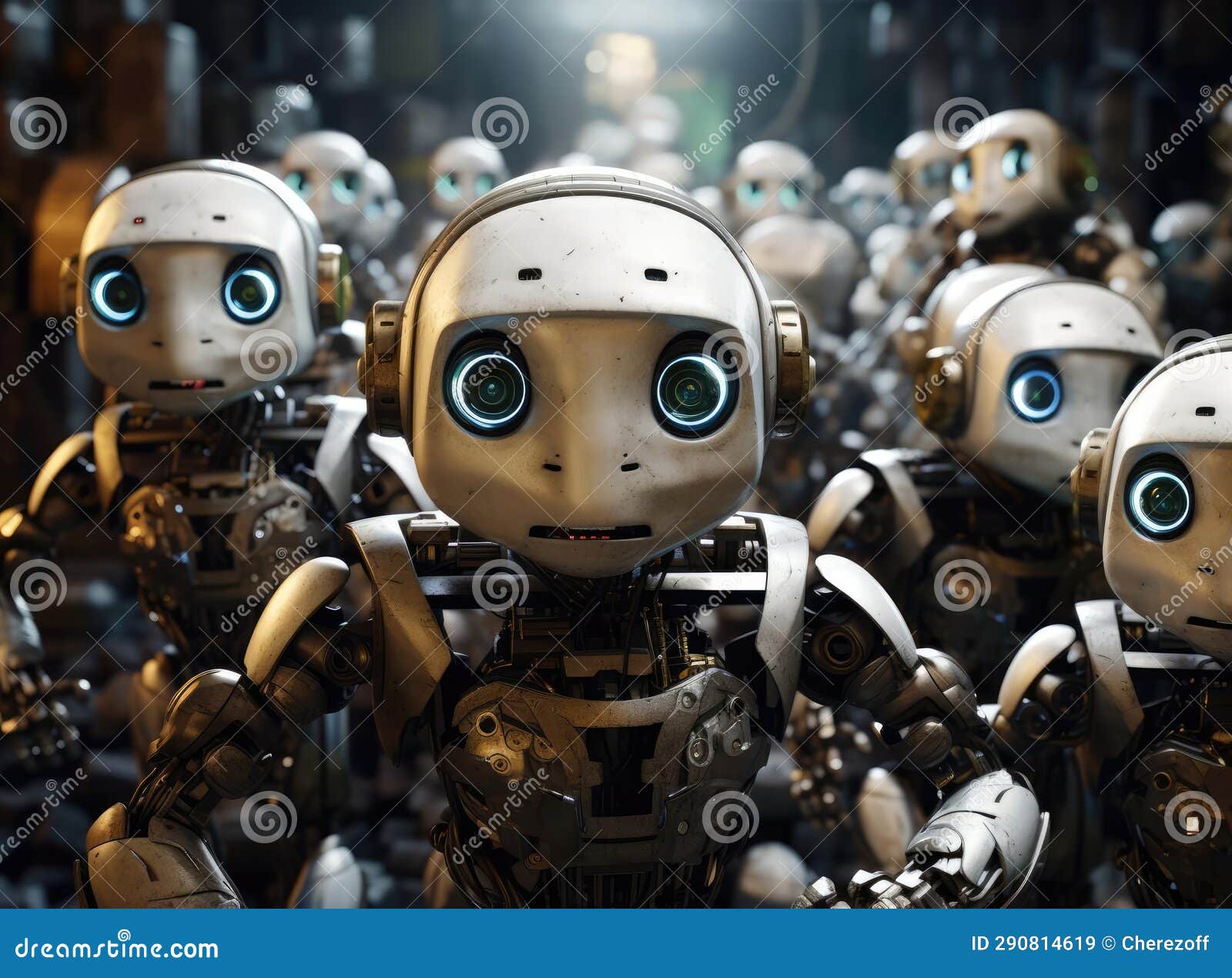 A group of cartoon robots stock illustration. Illustration of ...