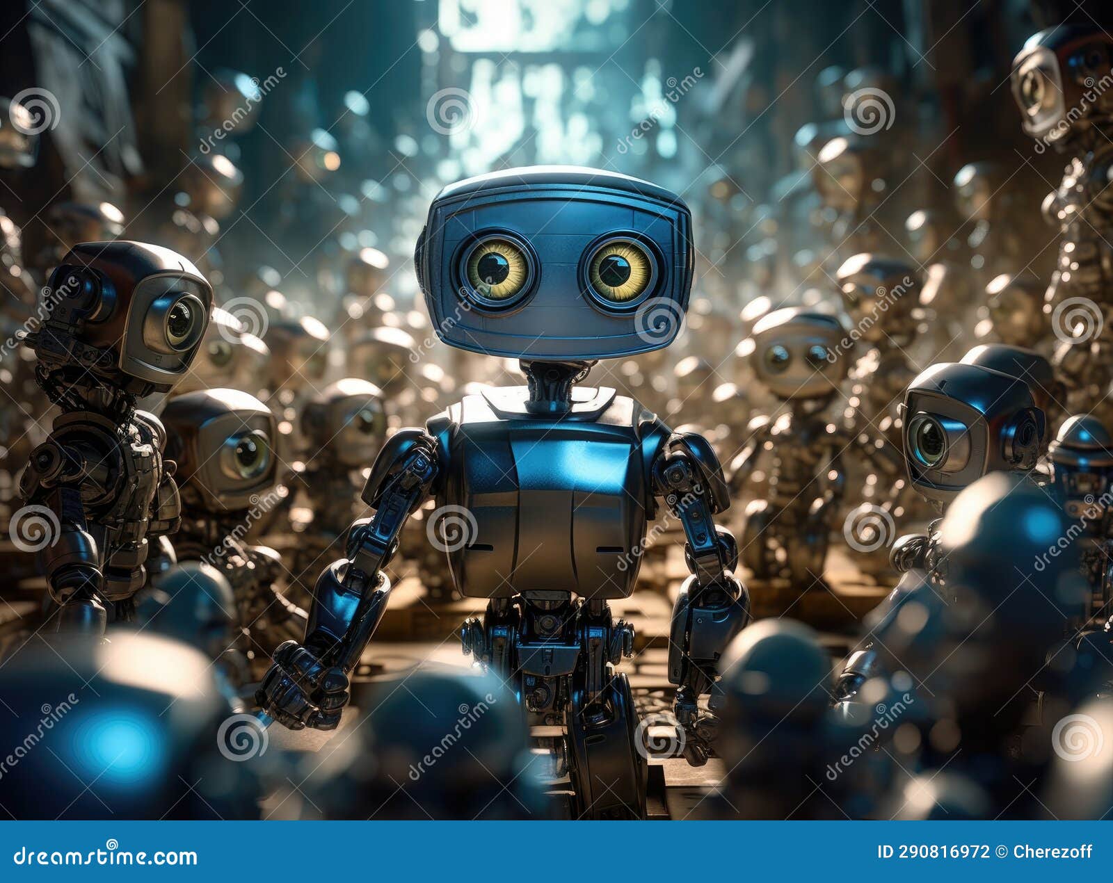 A group of cartoon robots stock illustration. Illustration of robotic ...