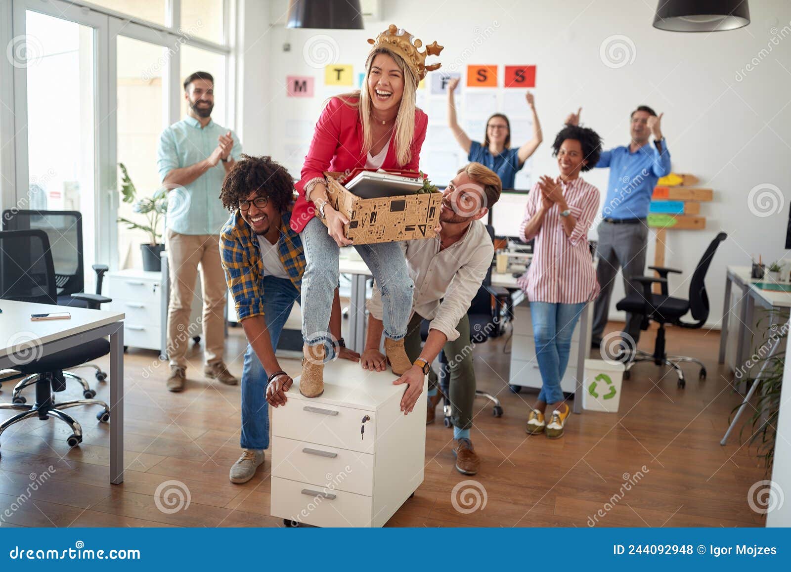 Group of Casual Corporate Coworkers Having Fun Stock Photo - Image of ...