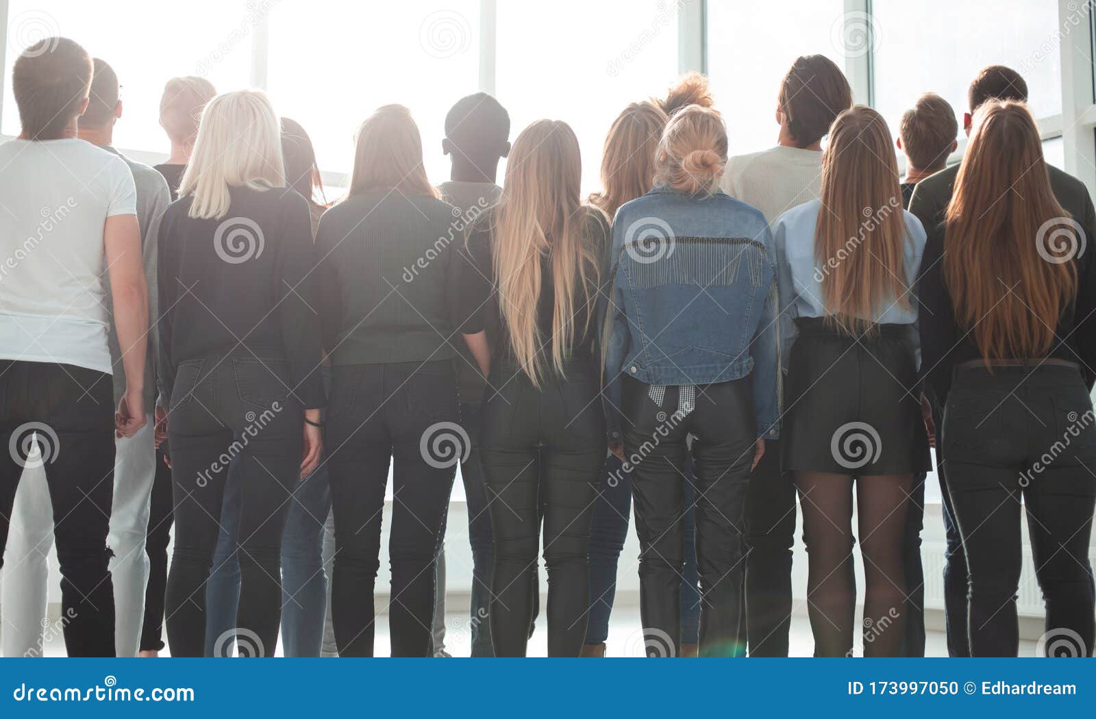 Group of Casual Young People Looking Forward Stock Photo - Image of ...