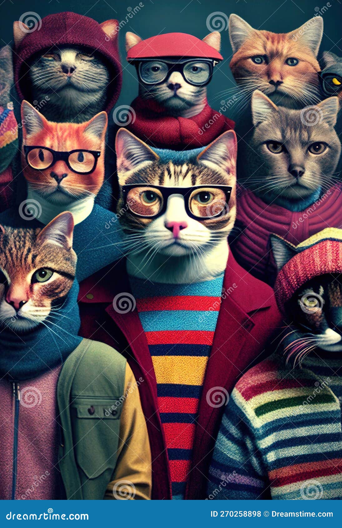 A Group of Cats Dressed and Looking Like People. Ai Generative Stock ...
