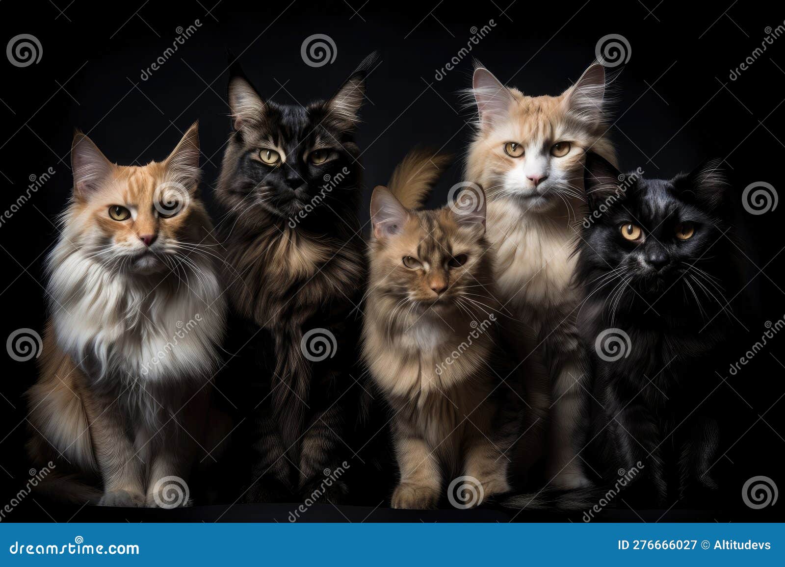 Group of Cats, Each with Different Personalities and Unique Looks Stock ...