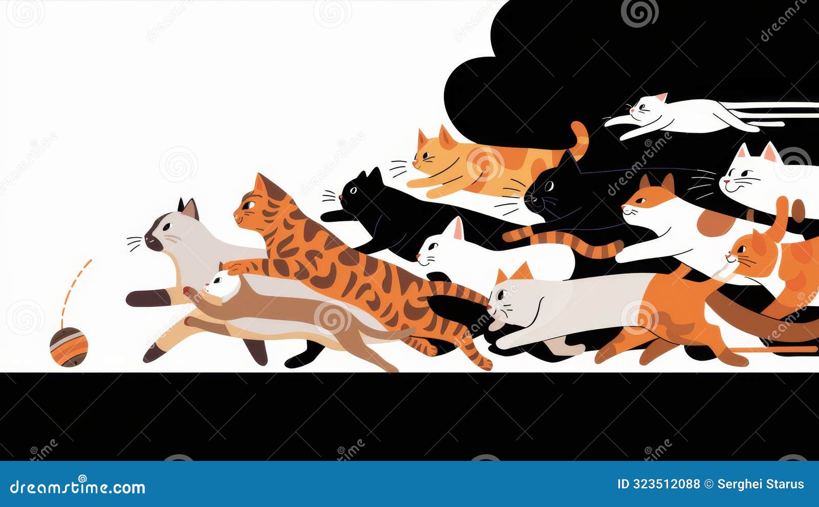 A Group of Cats Running Around a Tree with One Cat in the Middle, AI ...
