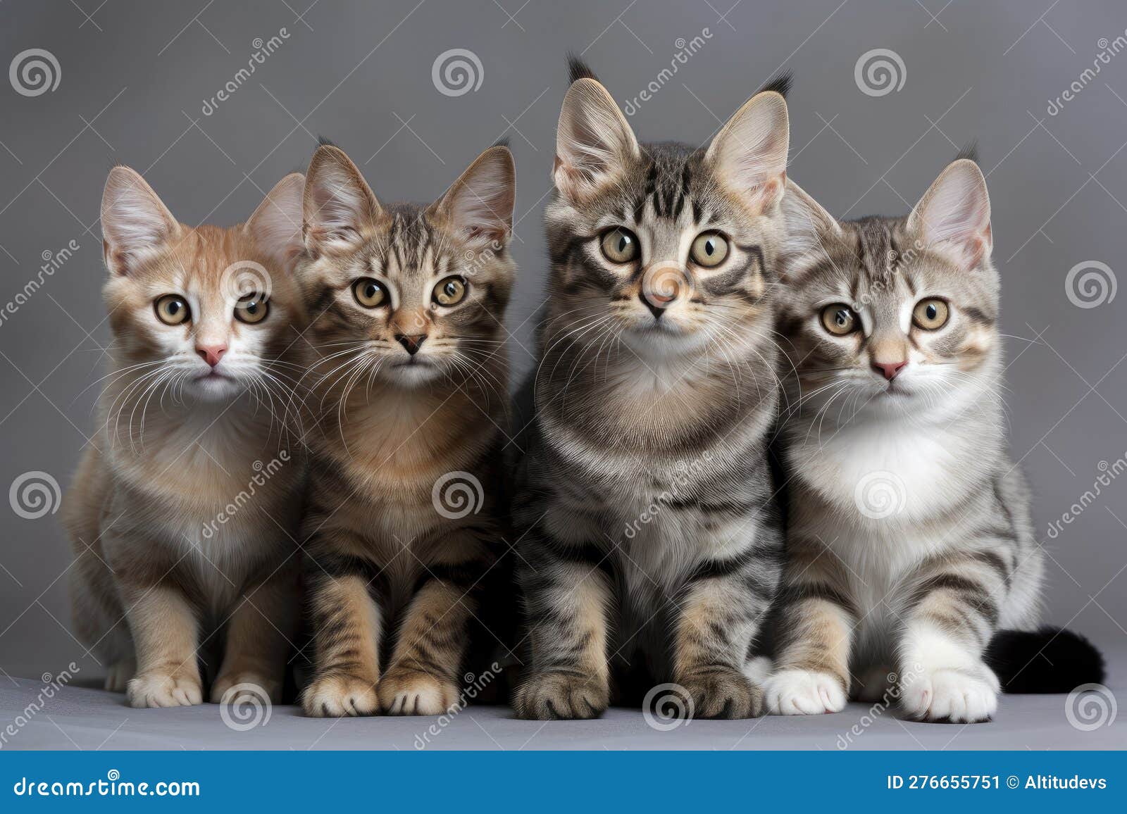 Group of Cats Sitting and Looking at Camera, United in Their Love for ...