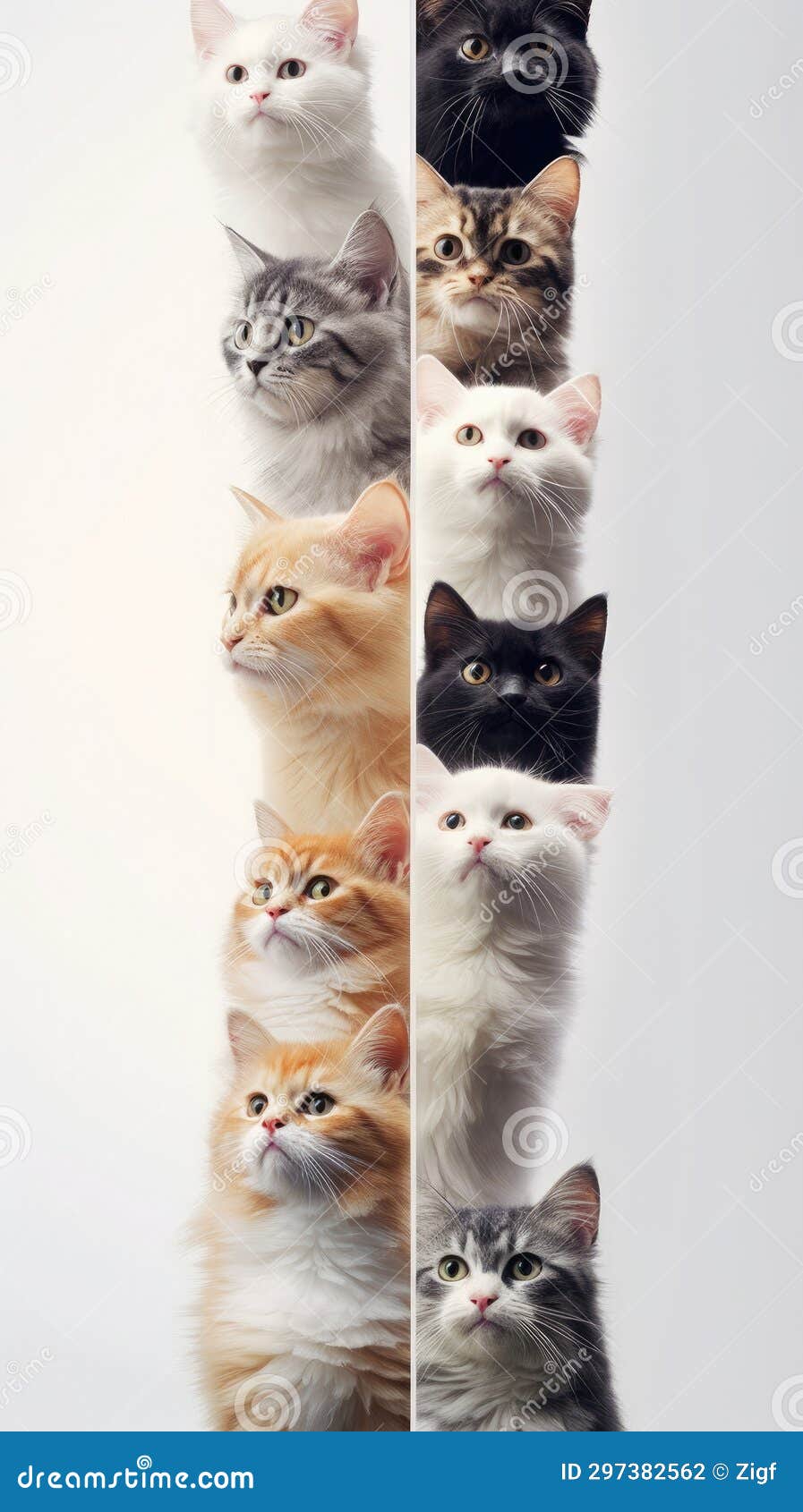 Group of Cats Standing in a Row Stock Illustration - Illustration of ...