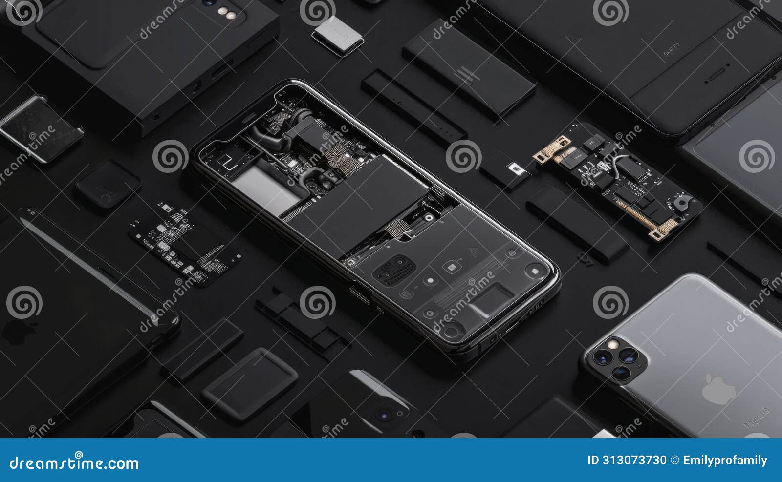 Group of Cell Phones on Table Stock Photo - Image of smartphones ...