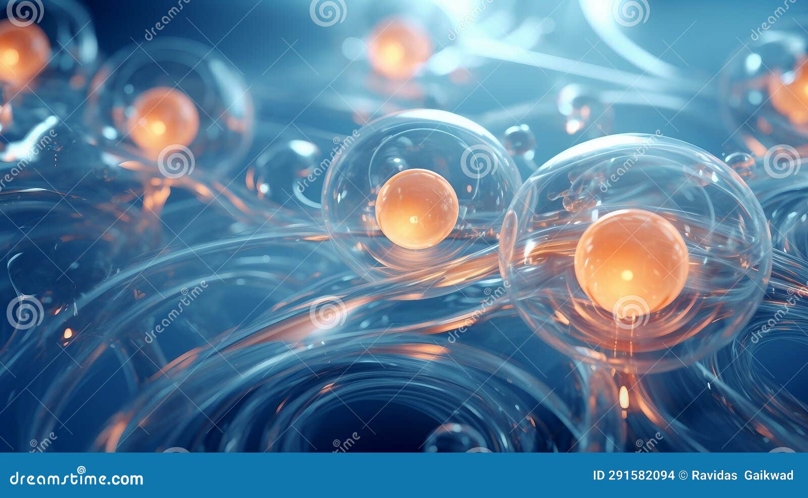 Group of Cells with Orange Balls Inside Background AI Generated Stock ...