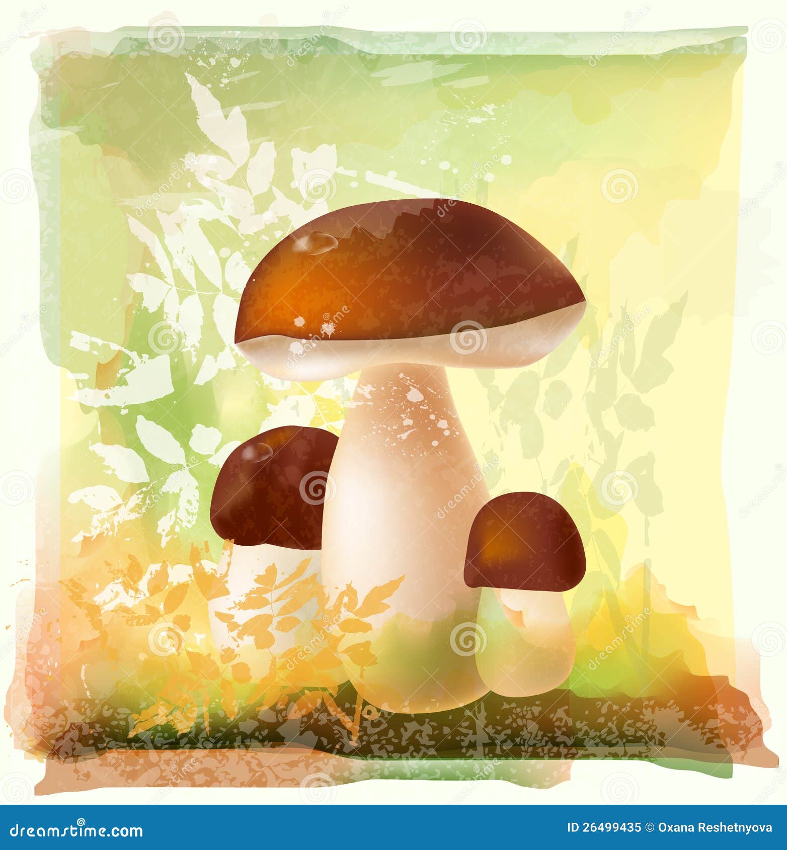 Group of Ceps in the Forest Stock Vector - Illustration of autumnal ...