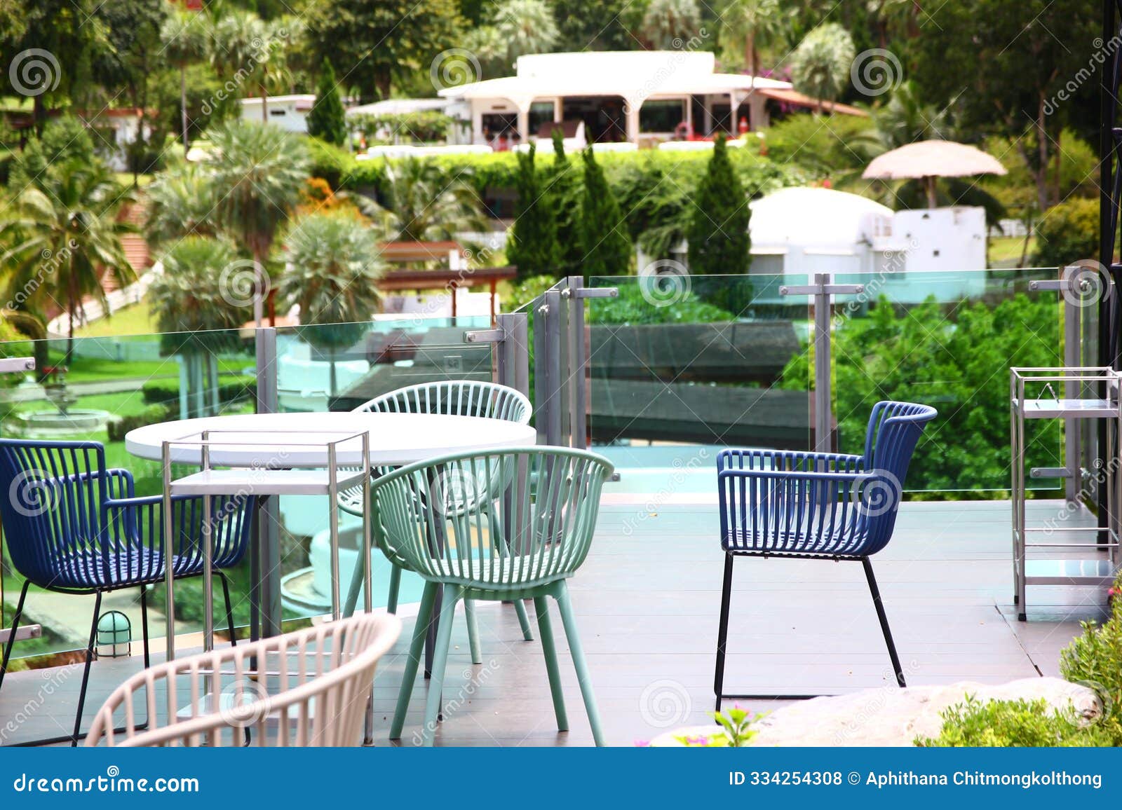 Group of Chairs Set on Terrace Exterior Decorate Stock Photo - Image of ...