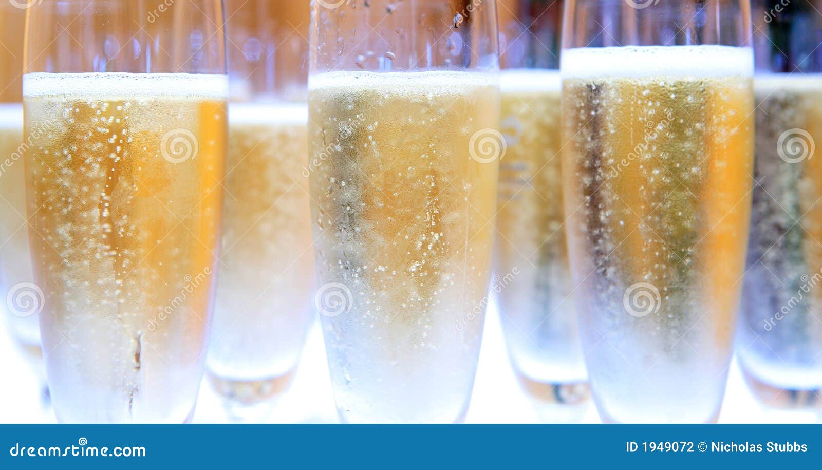Group of Champagne Glasses Filled with Bubbles Stock Photo - Image of ...