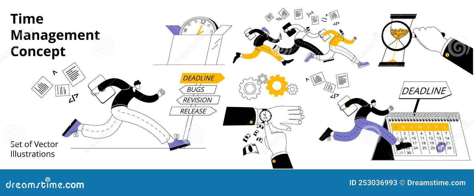 A Set of Vector Illustrations on the Topic of Time Management and ...