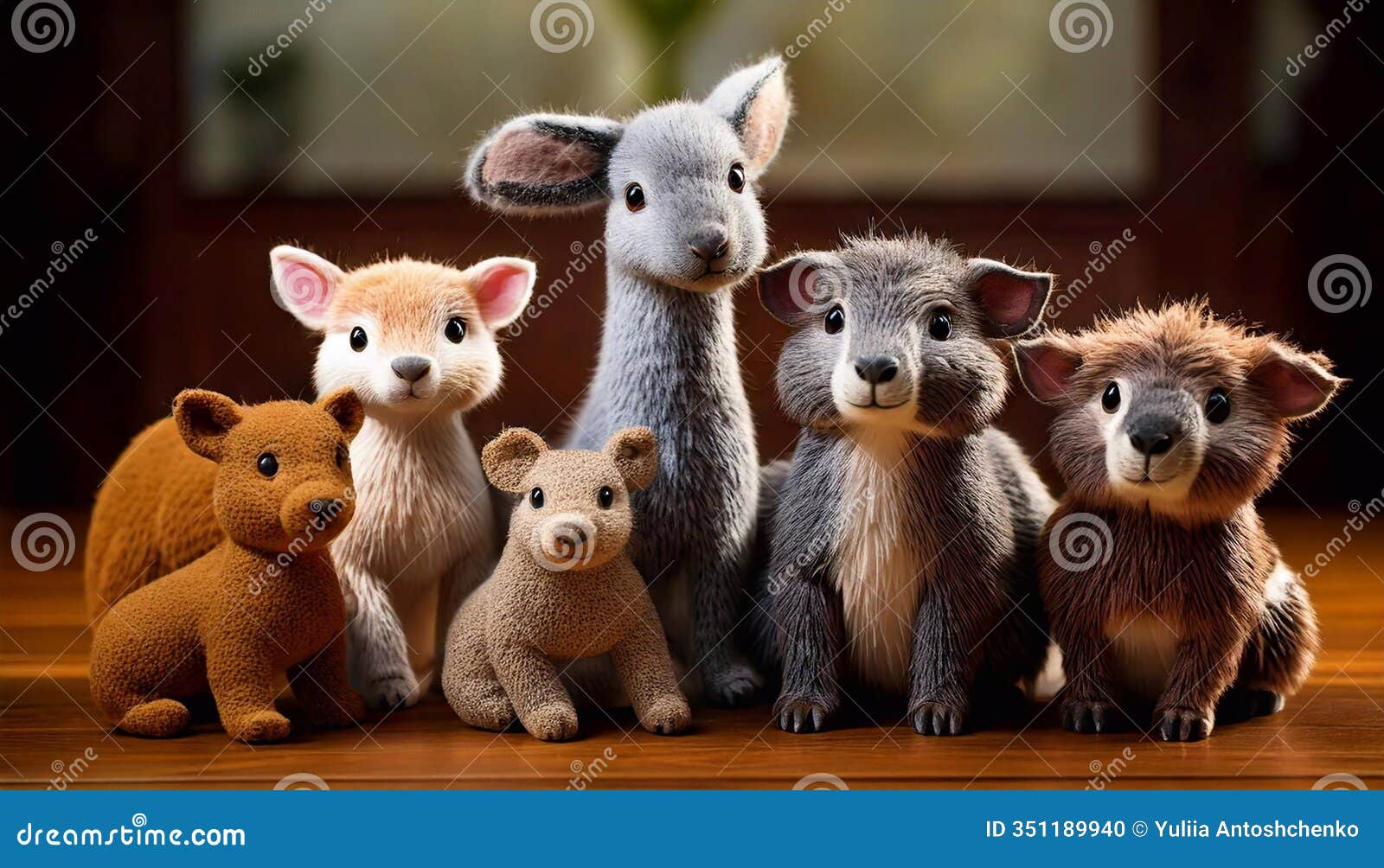 A Group of Charming Felt Animals, Including a Deer and Various Small ...