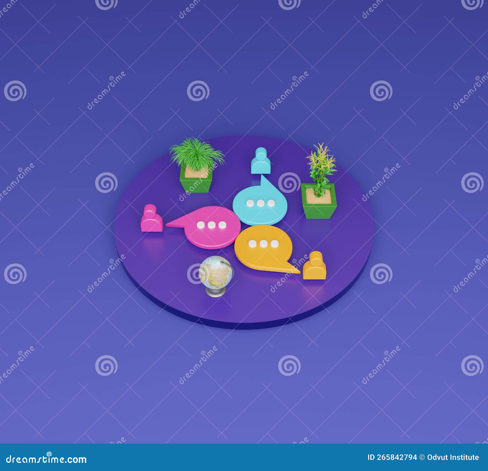 Group Chat Status or Online Meeting Concept 3d Message Illustration on ...