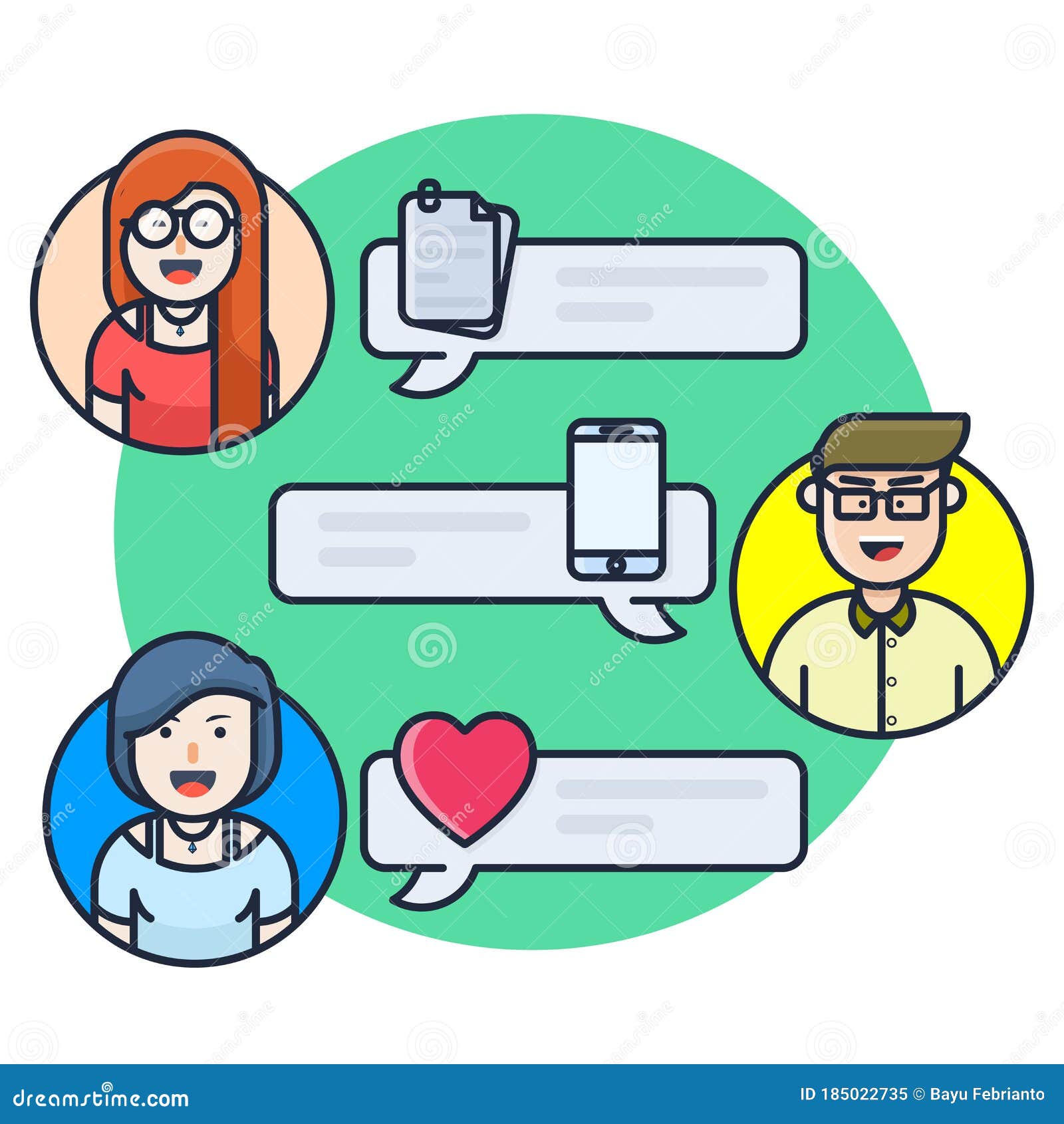 Group Chat Working Form Home Illustration Stock Vector - Illustration ...