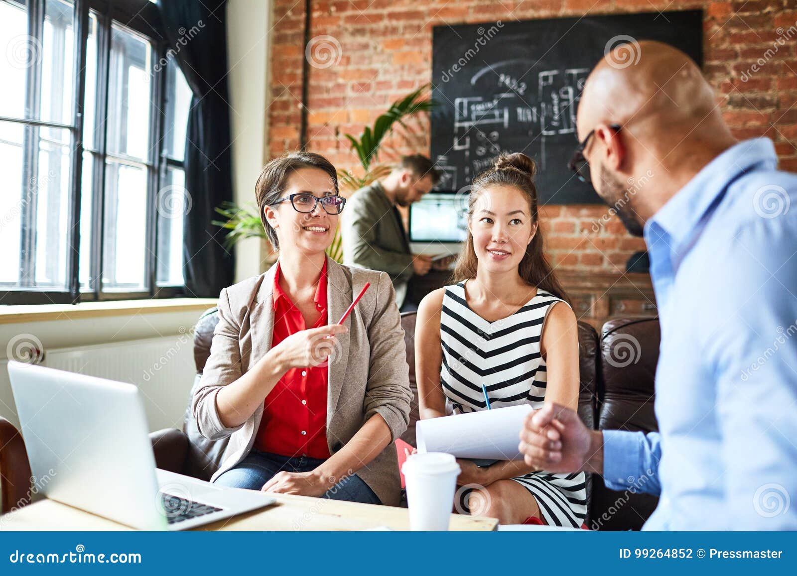 Analyzing Work Results with Colleagues Stock Photo - Image of women ...