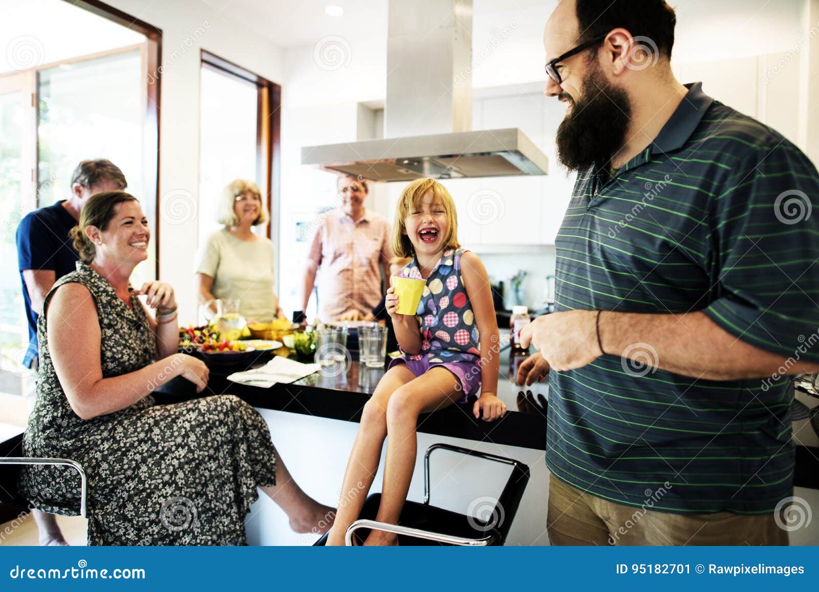 Group of Cheerful People in the Kitchen Stock Image - Image of child ...
