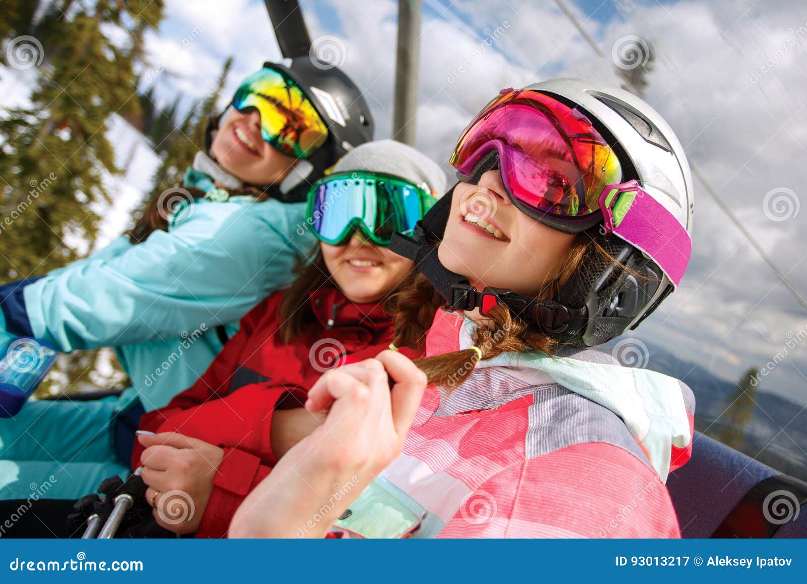 Group Cheerful Snowboarders on the Mountain Resort Stock Image - Image ...